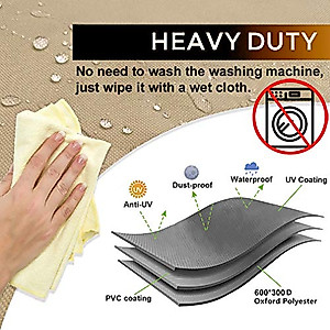 FDW Patio Furniture Covers Outdoor Patio Table Chair Sets Covers BBQ Grill Gas Grill Cover 600 * 300D Polyester Fabric Resistant UV Resistant Waterproof Dust Proof Garden, Khaki (36x41x41 Inches)