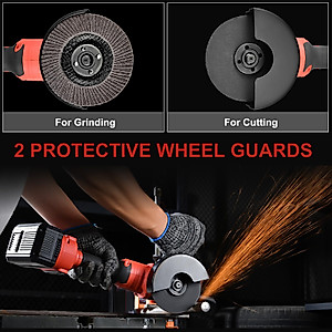 AOBEN Cordless Angle Grinder 4-1/2 inch, 21V Battery Grinder Tool, Power Electric Grinders, Brushless Motor, 2x4.0Ah Battery & Fast Charger, for Cutting, Griding, Polishing