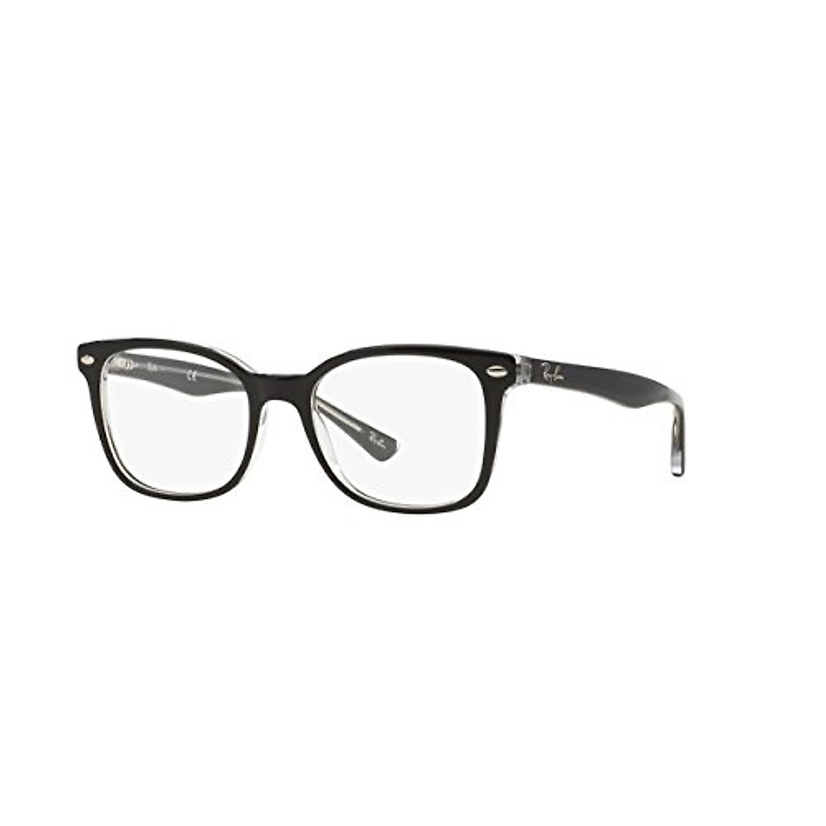 Ray-Ban RX5285 Square Prescription Eyeglass Frames, Black On Transparent/Demo Lens, 53 mm