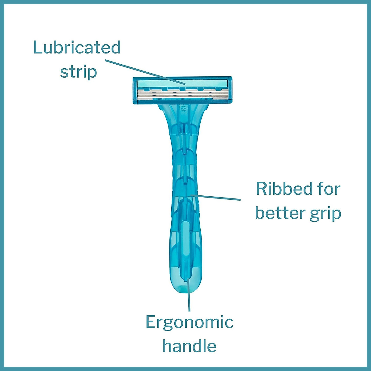 McKesson Disposable Razors, Stainless Steel Triple Blade, Lubricated Strip, Ergonomic Handle, Turquoise, 10 Count, 1 Pack
