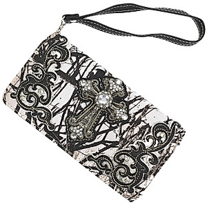 Zelris Camouflage Shine Glow Cross Women Conceal Carry Handbag with Wallet Set (Black)