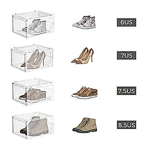 SONGMICS Shoe Boxes, Clear Shoe Organizers, Set of 12, Plastic Shoe Storage with Clear Door, Easy Assembly, up to US Size 12, Transparent ULSP032W12