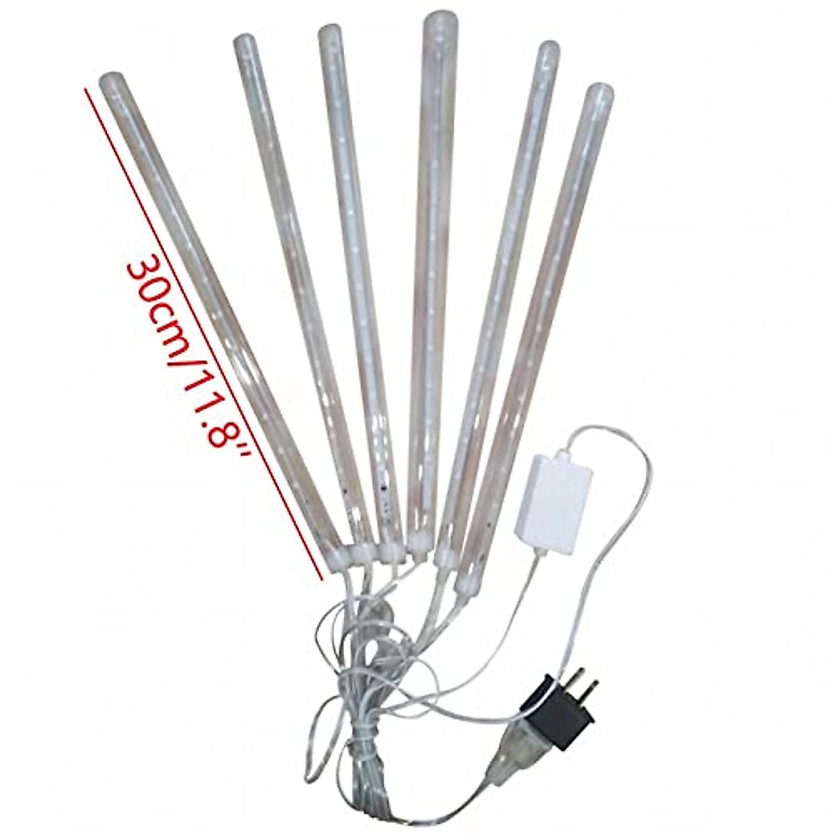 MIS1950s Christmas Lights Meteor Shower Lights 11.8'' 6pc Spiral Tubes 144 LEDs Waterproof Icicle Snowfall String Lights for Wedding Christmas Xmas Halloween Garden Tree Home Decor (Yellow)