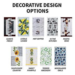 Franco Kitchen Designers Set of 4 Decorative Soft and Absorbent Cotton Dish Towels, 15 in x 25 in, Tossed Greenery