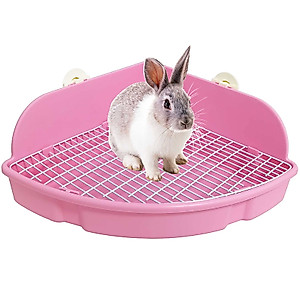 kathson Large Rabbit Litter Box Bunny Corner Toilet Box Potty Trainer Bigger Pet Pan Small Animal Cage Toilet Bedding Box Fanshaped for Adult Guinea Pigs Chinchilla Ferret Galesaur