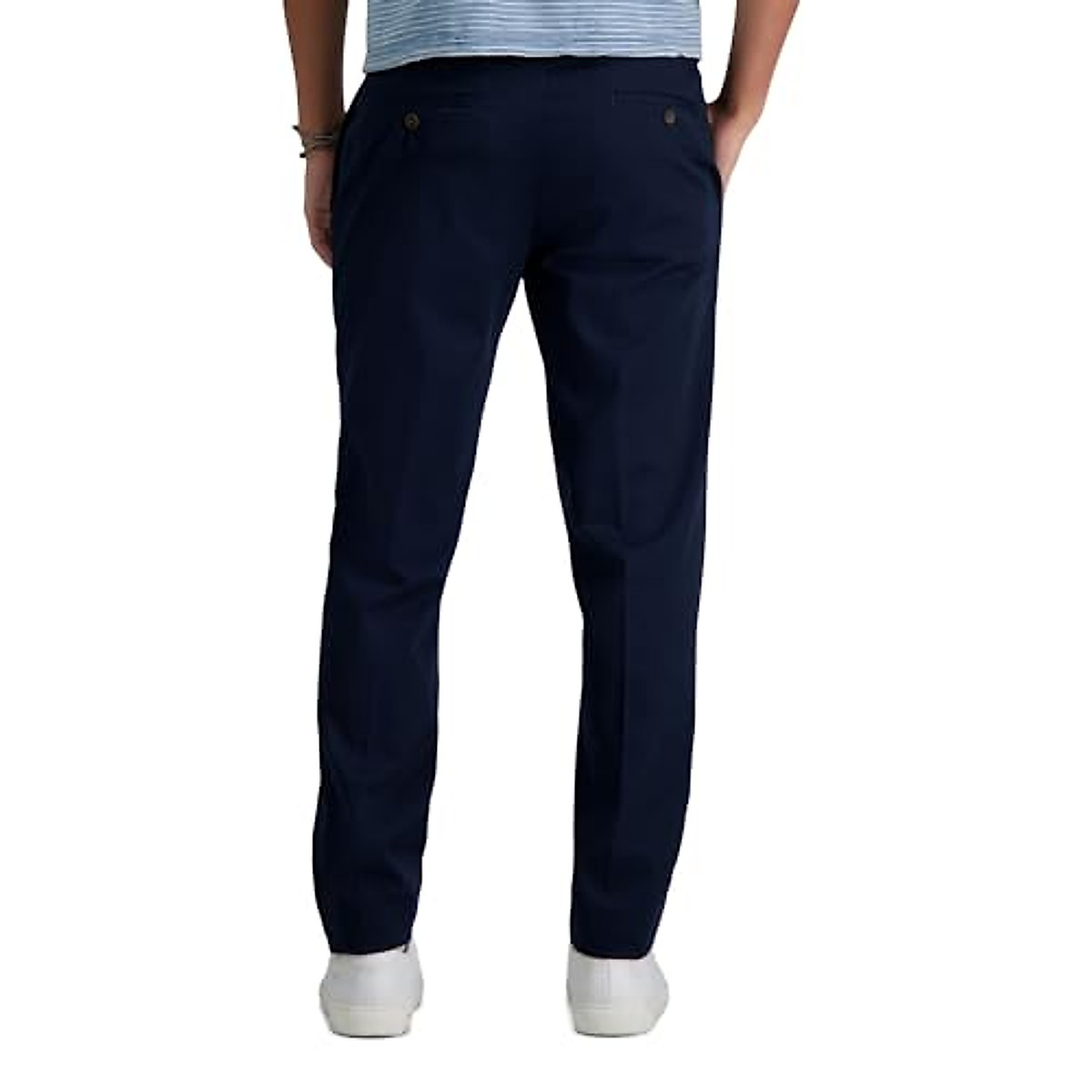 Haggar Men's Premium No Iron Khaki Straight Fit & Slim Fit Flat Front Casual Pant, Dark Navy Blue, 32W x 30L