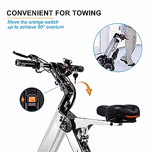 TopMate ES32 Electric Scooter 3 Wheels Foldable Trike with Seat for Adults, Light Weight Mobility Scooter with Reverse Function and Key Switch, 10 Inch Pneumatic Tires Tricycle for Commute and Travel