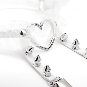 Eigso White Lace Bracelet Bangle for Women Choker PU Thight Leg Ring for Women Steampunk Gothic