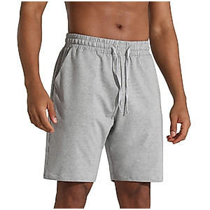 Men's Lounge Shorts with Deep Pockets Loose-fit Cotton Jersey Shorts for Running,Workout,Training, Basketball (605 Grey, Large)