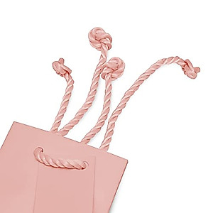 Pink Gift Bags - 12 Pack Mini Gift Bags with Handles, Extra Small Blush Paper Gift Wrap Totes for Bridal & Bachelorette Party Favors, Wedding Gifts, Girls Birthday Goodie Treat Bags, Bulk - 4x2.75x4.5