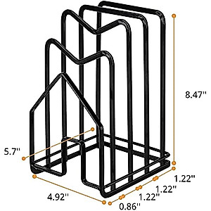 LINFIDITE Cutting Board Holder Chopping Boards Organizer Holder Kitchen Countertop Pot Pan Lids Rack Kitchenware Organizer Flat Steel 4.92 x 5.7 x 8.47 in. Black