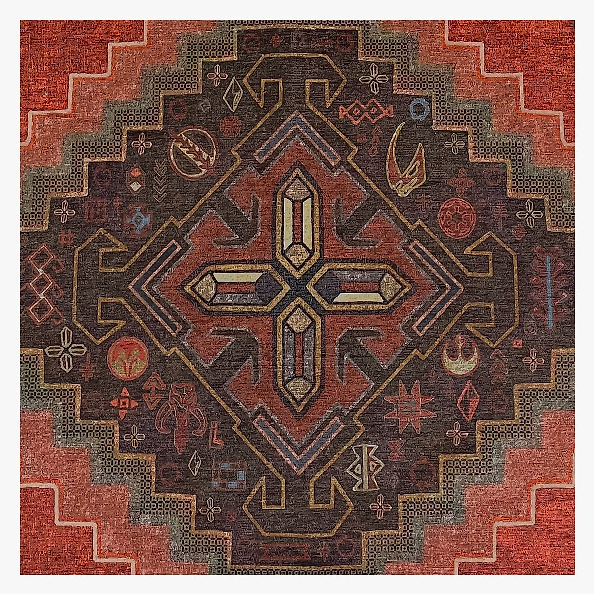 RUGGABLE x Star Wars – The Mandalorian: Mandalore Scarlet Red – Machine Washable Area Rug – Pet & Child Friendly – Stain & Water Resistant – Non-Slip – 6'x9'