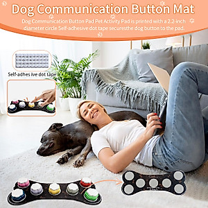 KiViRap Set of 7 Dog Buttons for Communication-Dog Recordable Training Buttons with Rubber Mat,Dog Talking Buttons,Pet Buttons,Dog Training & Behavior Aids,Train Your Dog to Voice What They Want
