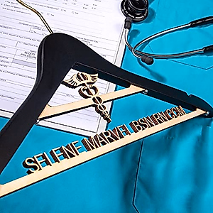 MyHeartGift Gift for New Doctor, Personalized White Coat Hanger, Caduceus Decal Hanger, for Med Student, 1st White Coat Hanger