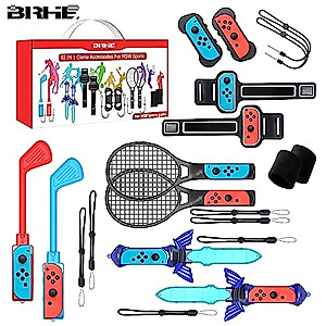 Bundle for Nintendo Switch Accessories,12 in 1 Switch Sports Accessories Bundle for Nintendo Switch Sports, Family Accessories Kit for Switch/OLED Sports Games:Golf Clubs,Tennis Rackets,Sword Grips,Just Dance,Etc.
