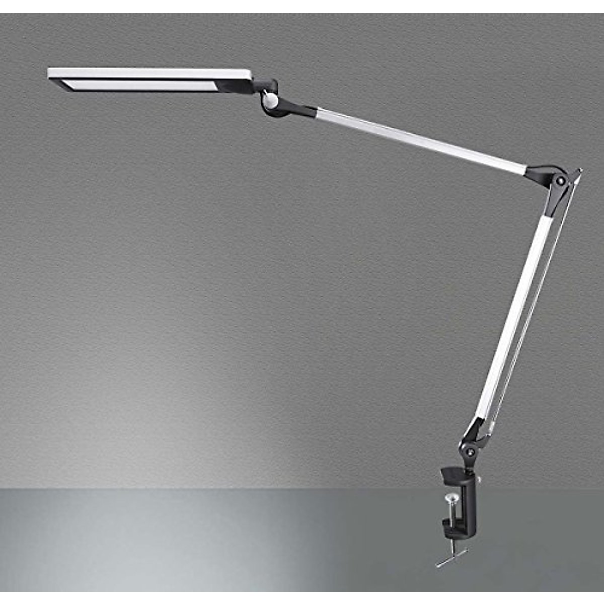 PHIVE LK-1 Metal Architect Swing Arm LED Desk Lamp / Table Lamp with Clamp (Eye-Care Technology, Dimmable, 6-Level Dimmer / 4 Lighting Modes with Touch Control, Memory Function) Task Light
