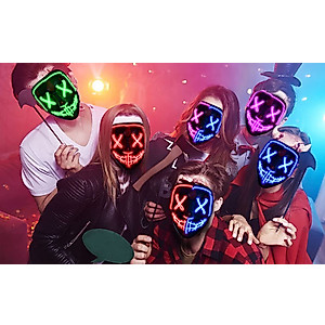 Sago Brothers LED Light Up Mask, Scary Mask for Carnival, Halloween, Rave Parties, Clubs, Masquerades, Costume Parties, 3 Light Modes, One Size Fits All, Unisex-Adults