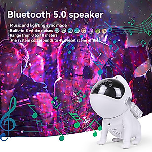 Luubeibei Space Dog Star Projector Galaxy Projection Light Night Built-in Bluetooth Speaker and Remote Starry Sky with Timer for Adults Decor for Bedroom Ceiling and Holiday Gift Lamp