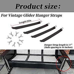 XYgdhqpt for Patio Porch Glider Straps Hanger Set Deck Restoration Part-16 Length 4PCS BLACk