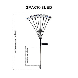 2 Pack Outdoor Halloween Decor Solar Garden Lights Outdoor-16LED Scary Eyeballs Swaying Firefly Lights with Halloween Party