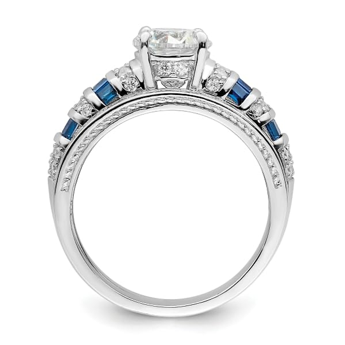 IceCarats 925 Sterling Silver Blue White Cubic Zirconia CZ Engagement Wedding Band Ring R Size 7