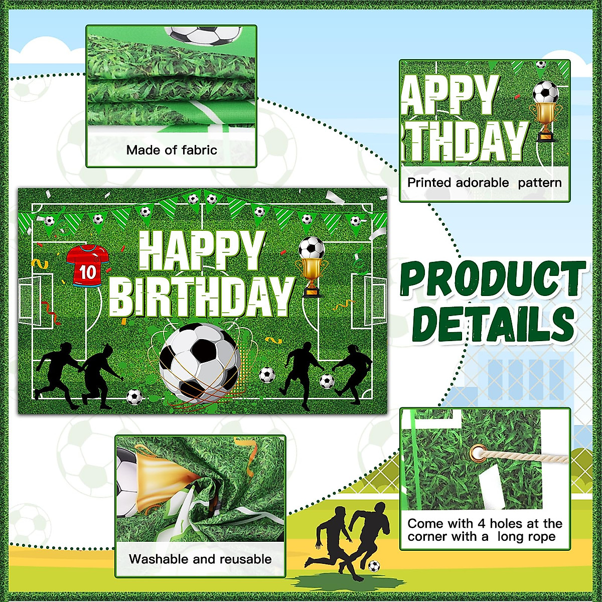 Soccer Party Decorations, 70.8 * 45in Soccer Birthday Banner Backdrop Soccer Theme Background for Soccer Birthday Party Decorations