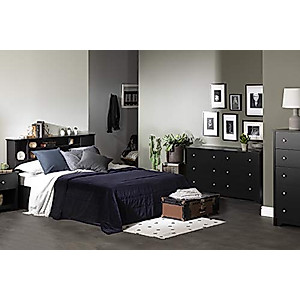 South Shore Vito Collection 6-Drawer Double Dresser, Black with Matte Nickel Handles, Pure Black