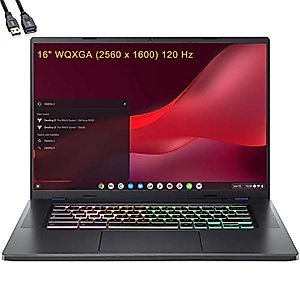 Acer 2023 Cloud Gaming Chromebook 516 GE 16" WQXGA 2560 x 1600 120Hz Laptop, 12th Gen Intel 12-Core i5-1240P up to 4.4GHz, 8GB LPDDR4X RAM, 256GB PCIe SSD, WiFi 6, BT 5.2, RGB Backlit KB, Chrome OS