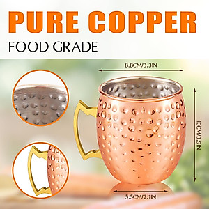 Tessco Set of 12 Moscow Mule Mugs Copper Mugs Moscow Mule Cups 19 oz Hammered Cups Copper Cups 304 Copper Plated Stainless Steel Mug for Chilled Drinks Coffee Wine 3.6 Inch (Rose Gold)
