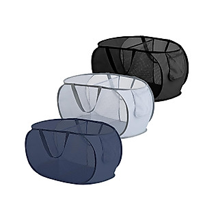 Cosmoharbor Cosmoharbor 3 Pack Laundry Hamper - Pop up Laundry Baskets Mesh Bulk Pop Up Hamper 2 Compartments Foldable Hamper Clothes Hamper Laundry Hamper with Handles