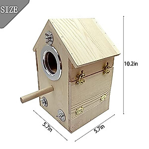 Hamiledyi Parakeet Nesting Box Birds Breeding Wooden Box Parrot Wood House Coconut Fiber Bedding Material Warm Bell Toy Cage Accessories for Finch Cockatiel Lovebirds Aviary 3 Pcs
