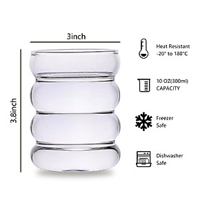 APPKER Creative Vintage Drinking Glasses Glass Cups Set of 4, Entertainment Dinnerware Glassware, Ripple Glassware Wave Shape Beverage Glasses, for Iced Coffee,Juice,Beer,Beverage,water