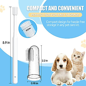 VVHOMIFE Cat Toothbrush Kit, Dog Toothbrush Kit, Suitable for All Cats and Dogs Dental Care. White, Soft Bristles, Meet All Cleaning Needs, Multi-Functional Dental Cleaning (S-Rounded)