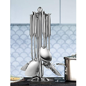 TBWHL Dinner Spoon Serving Spoon, 304 Stainless Steel 12.5 Inch Premium Brushed Stainless Steel Large Serving Spoon Kitchen Tool with Good Grip Ergonomic Handle, Silver