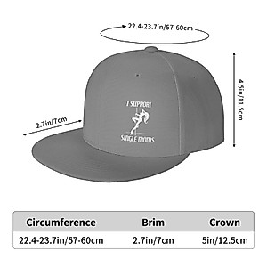 fwoeqiz I-Support-Single-Moms Hats Flat Bill Brim Gray Adjustable Baseball Cap Dancing Hip Hop Trucker Hat for Men Women