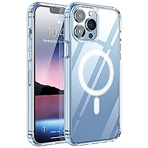 Savjn Magnetic iPhone 13 Pro Max Case, MagSafe-Compatible, Slim Shockproof Clear Cover, Non-Yellowing TPU Bumper for 6.7" 2021