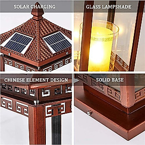 KLFJFD Solar Lights Outdoor,Chinese Style Solar Wall Lamp Outdoor LED Column Head Light Creative Outdoor Waterproof Column Light,for Home Garden