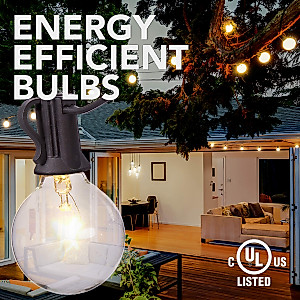 Sterno Home 100 FT Clear Globe Outdoor Lights G40 Bulbs on Black Cord for Backyard, Weddings, Patio, Porch, Tents, and More, GL42958