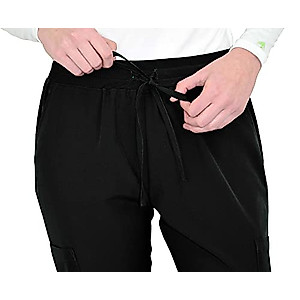 Green Town Women's Medical Nursing Jogger Scrub Pant GT Performance-Black-X-Large