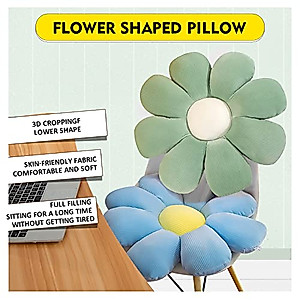 IBUYPADS Flower Pillow Flower Floor Pillow Cute Pillows Aesthetic Daisy Pillow Flower Floor Pillow Seating Cushion Flower Pillow Indie Flower Shaped Pillow (Green-S)