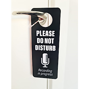 CLEVER SIGNS Recording in Progress - Please Do Not Disturb Sign, Door Knob Hanger 2 Pack, Double Sided, Ideal for Using in Any Room.