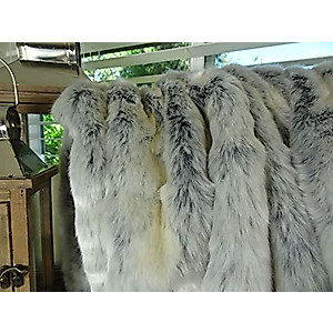 Thomas Collection Ice Blue Tissavel Faux Fur Blanket - White Fur with Blue Undertones - Ivory Chinchilla Blanket - Chinchilla Faux Fur Throw, Made in USA, 16452