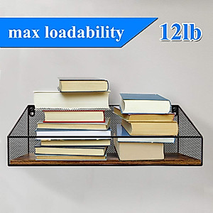 Schliersee Floating Shelves Wall Mounted Mesh Storage Shelf Set for Bathroom, Bedroom, Kitchen, Living Room, Office, Set of 3 Pack