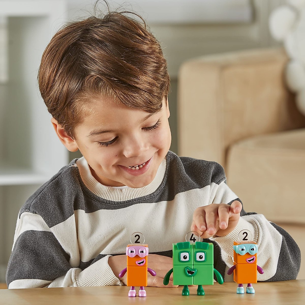 Learning Resources Numberblocks Four and The Terrible Twos, Official Collectible Toys, Includes Numberblocks Four and 2 x The Terrible Two, with Posable Arms for Realistic Play, Suitable for Display