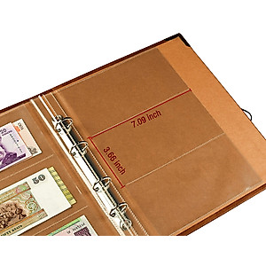 Ettonsun 120 Pockets Currency Paper Money Collection Book Album Dollar Bill Holder Sleeves for Collectors Currency Banknote Stamp Collecting Supplies