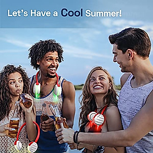 Portable Neck Fan - Hands-free Neck Fan with lights, 3 Wind Speeds, 4 Lights Modes, Rechargeable USB Personal Neck Fan, Flexible Hose - 360° Adjustable Bladeless Neck Fan for Outdoor, Sports, Travel