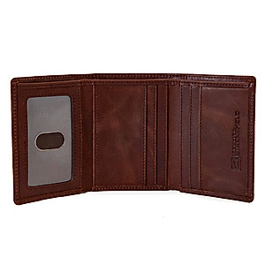 Slim RFID Blocking Trifold Wallet for Men - Genuine Buffalo Leather - Whiskey