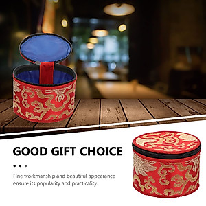 Brocade Cushion Carry Bag Singing Bowl Case Storage Bag: Singing Bowl Carry Case Bag Zippered Tibetan Sound Bowl Cover Container for Buddhist Meditation Bowl 16CM Cushion Meditation Bowl