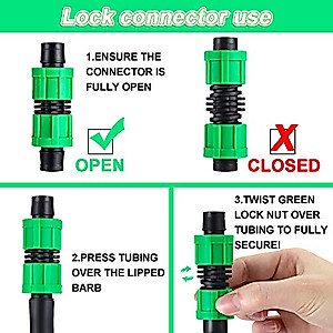 Hotop 12 Pieces Drip Irrigation Coupling, 5/8 Inch Universal Connector Drip Tubing Fittings, Compatible with Most 16-17 mm Drip Tape AG Tubing Drip or Sprinkler Systems (green)