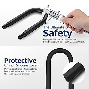 Sportneer Bike Lock: Heavy Duty Anti Theft Bike U Lock with 5ft Security Steel Cable - 17mm Shackle Bicycle U-Locks with Keys & Sturdy Mounting Bracket for Road, Mountain, Electric & Folding Bike